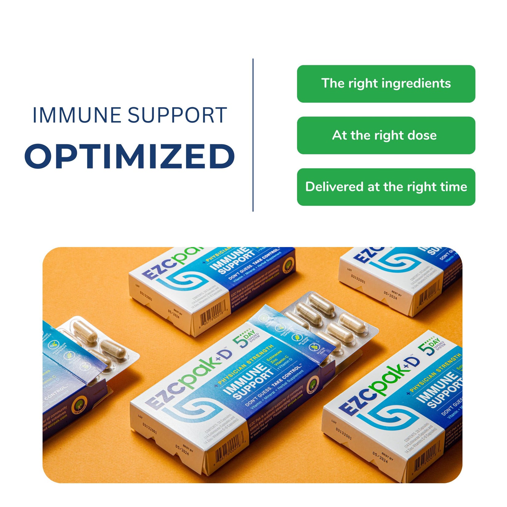 EZC Pak+D (EZC Pak + Vitamin D) - Echinacea Zinc Vitamin C and D